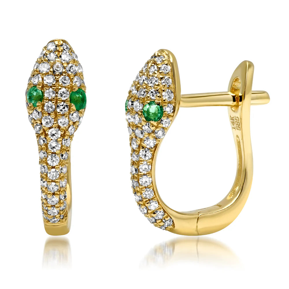 Large Emerald Serpent Hoops – Rebecca Pinto